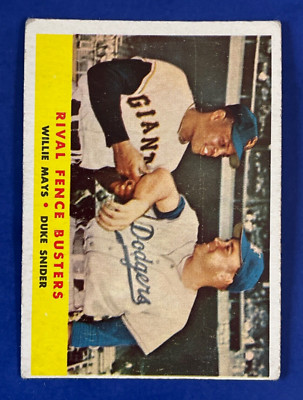 1958 Topps Rival Fence Busters Willie Mays & Duke Snider #436 Creased ...