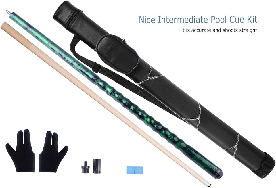 Ergonomic Design 13Mm Tip 58" Maple Pool Cue Stick Kit with Hard Case ...