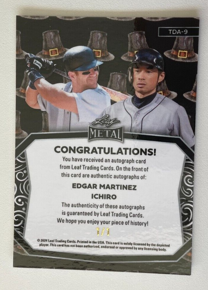 2024 Leaf Metal Ichiro Suzuki & Edgar Martinez Duo HOF Autograph Auto ...