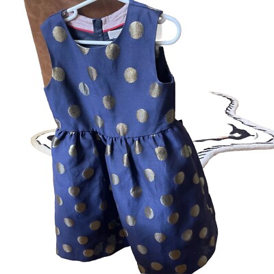 Mini Boden Dress Girls 6-7Y 122cm Sleeveless Blue Gold Polkadot | eBay