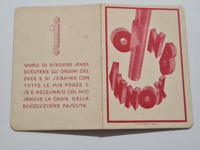 Italian fascist ONB E.F. X membership card VILLABARTOLOMEA VERONA | eBay