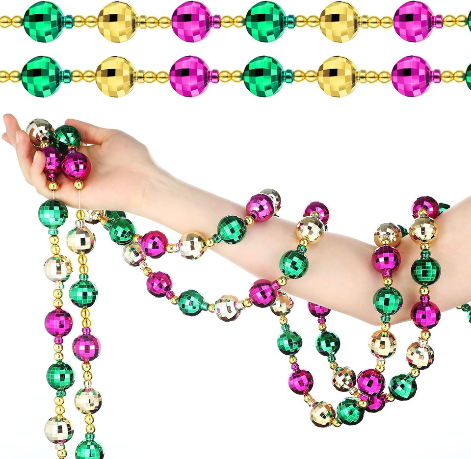 12 Ft Mardi Gras Ball Garland Purple Gold Green Beaded Garland Multi ...