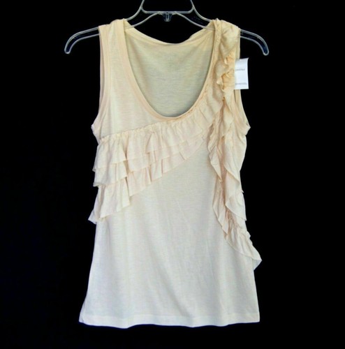 NWT Ann Taylor LOFT Beige Tan Tiered ruffle sleeveless women's blouse ...