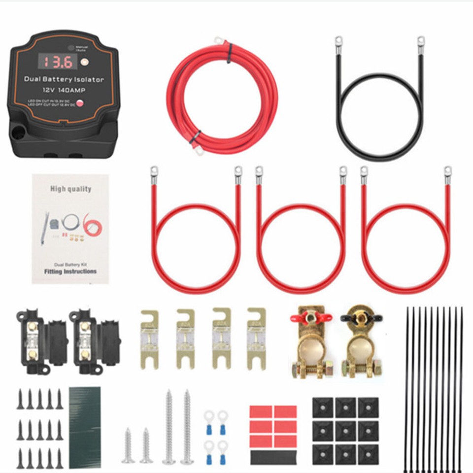 3m LED Ready Made Split Charge Kit 12V 140AMP Digital VSR Voltage Sense ...
