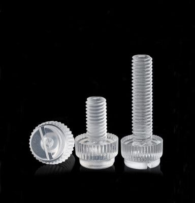 M3 M4 M5 M6 M8 PC Clear Slotted Screw Hand Transparent Knurled Acrylic ...