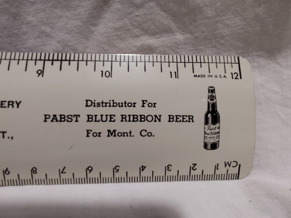 Vintage 1950s Mirabile Rolling Rock Pabst Blue Ribbon Beer Ruler ...