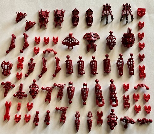 Lego Bionicle Red Parts Lot 70 Toa Mata Metru Limbs Feet Torsos All ...