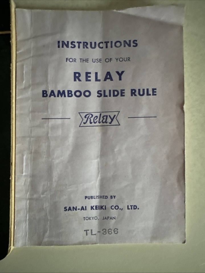 VTG K&E No. 4161 Slide Rule Manual & Relay Bamboo Slide Rule ...