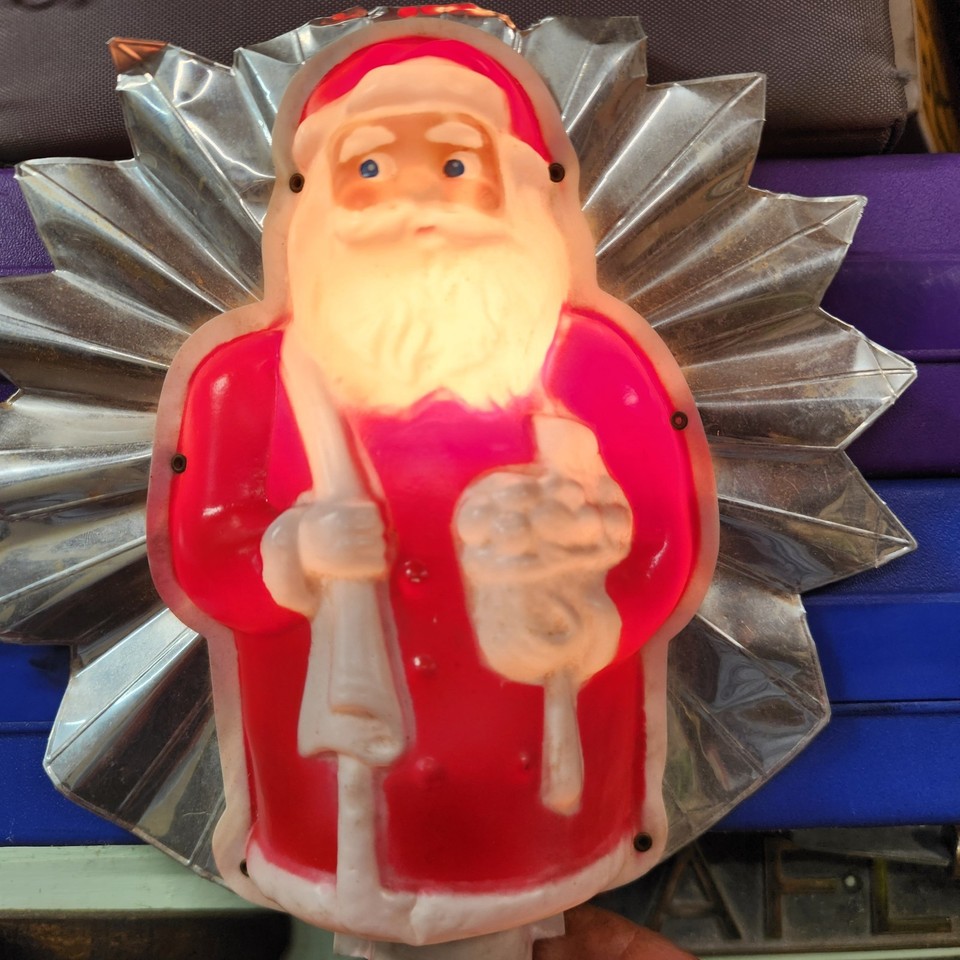 1940s/50s Vacuform Christmas Lighted Santa Claus Tree Topper With ...