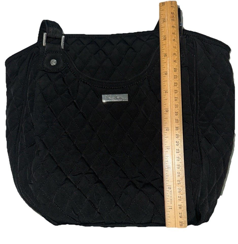 Vera Bradley Classic Black Quilted microfiber handbag purse tote | eBay