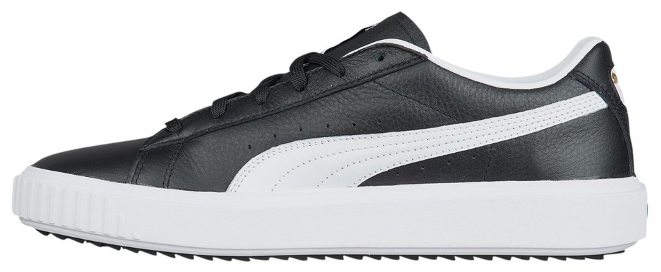 Puma Mens Shoes Breaker Black White Leather Casual Fashion Sneaker NEW ...