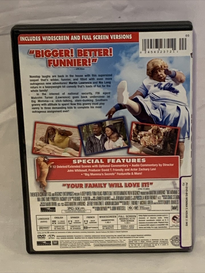 Big Mommas House 2 (DVD, 2006, Dual Side) Wide / Full Screen Sticker on ...