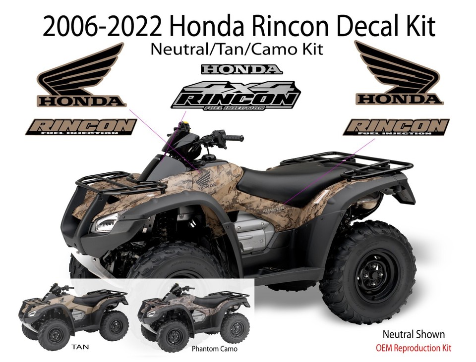 2003 2006 2008 2017 2022 OEM Honda Rincon 4x4 Decal kit Graphics Marks ...