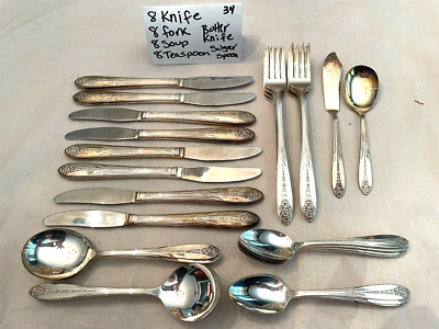 VINTAGE NATIONAL SILVER PLATE PRINCESS ROYAL FLATWARE 34 PIECES FREE ...