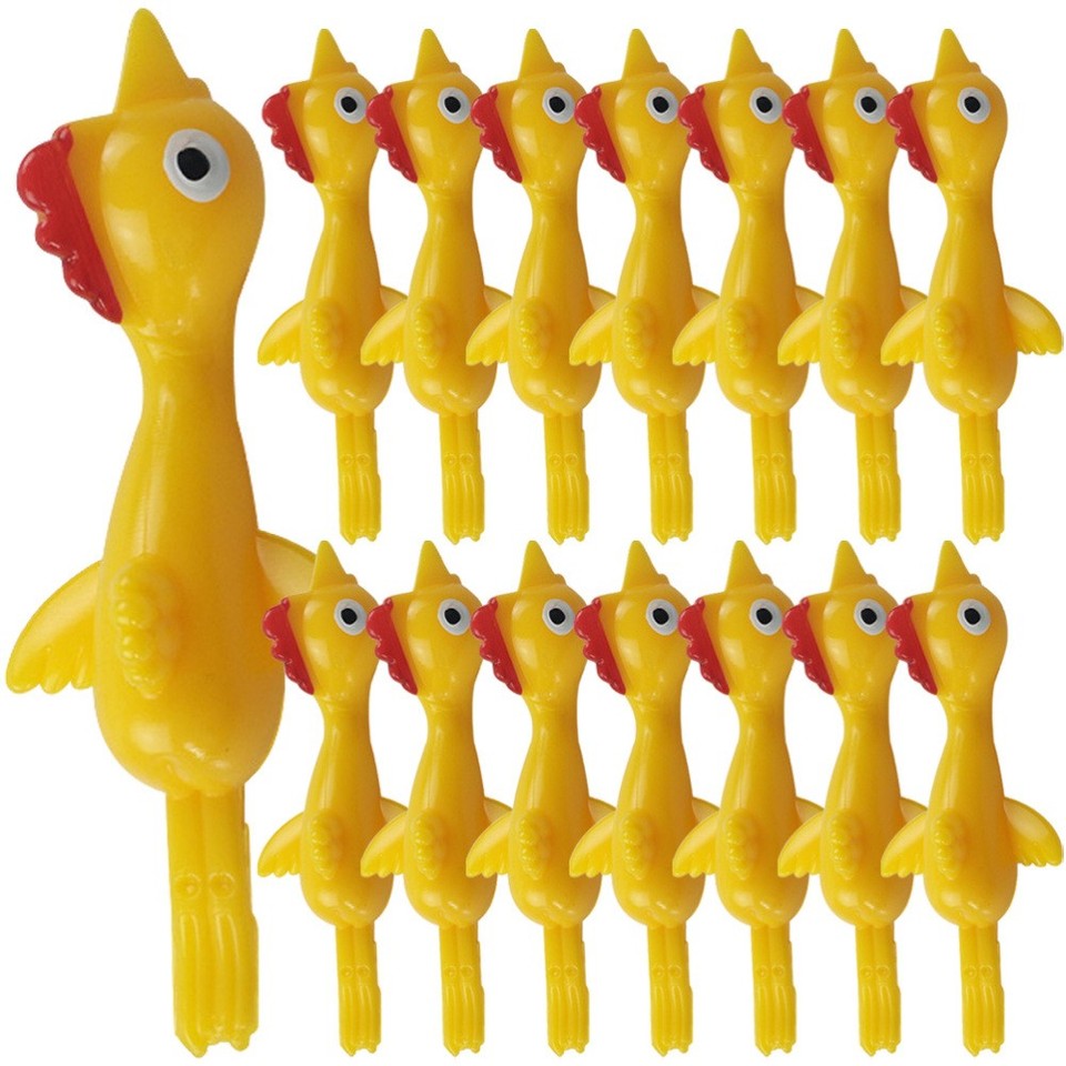 48 Pcs Flicking Chicken Catapult Finger Toy Stretchy Plastic Tricky ...