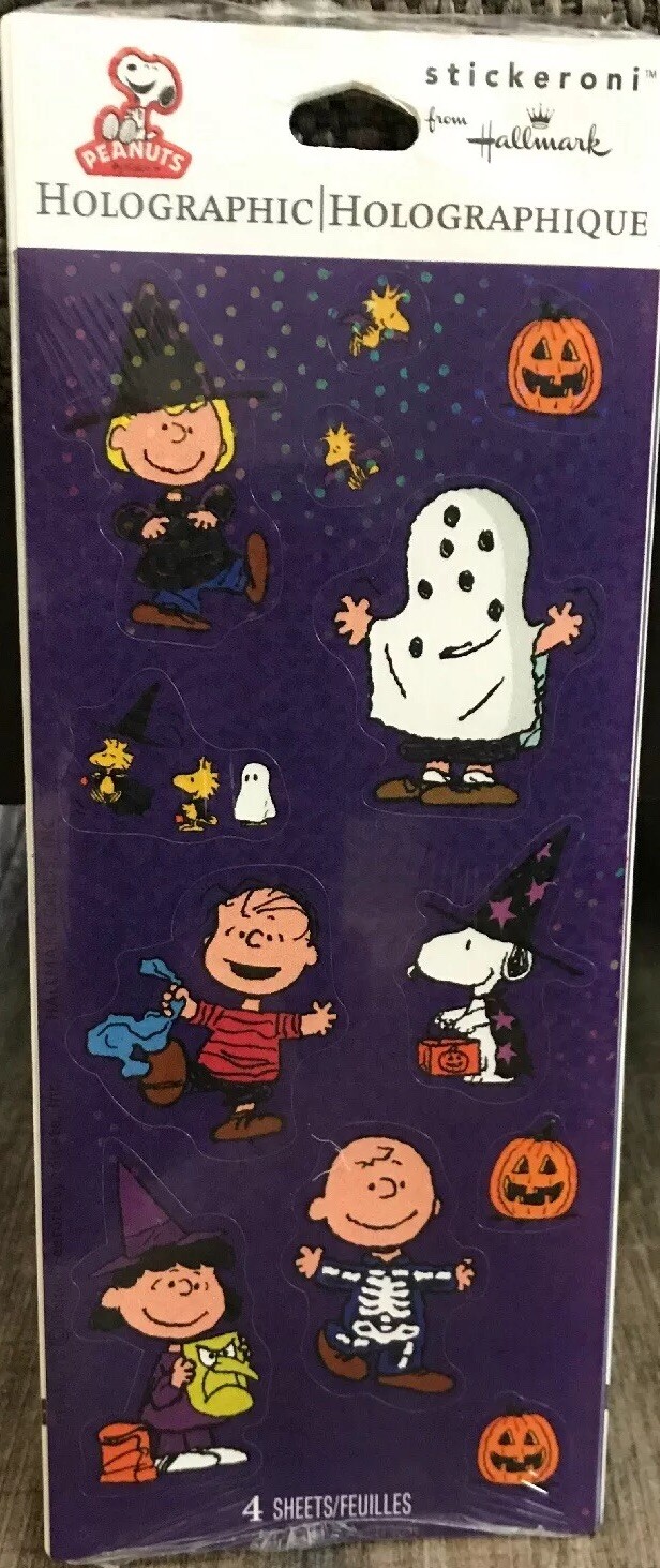 Peanuts Snoopy Lucy Charlie Stickers Halloween Hallmark Holographic 4 ...