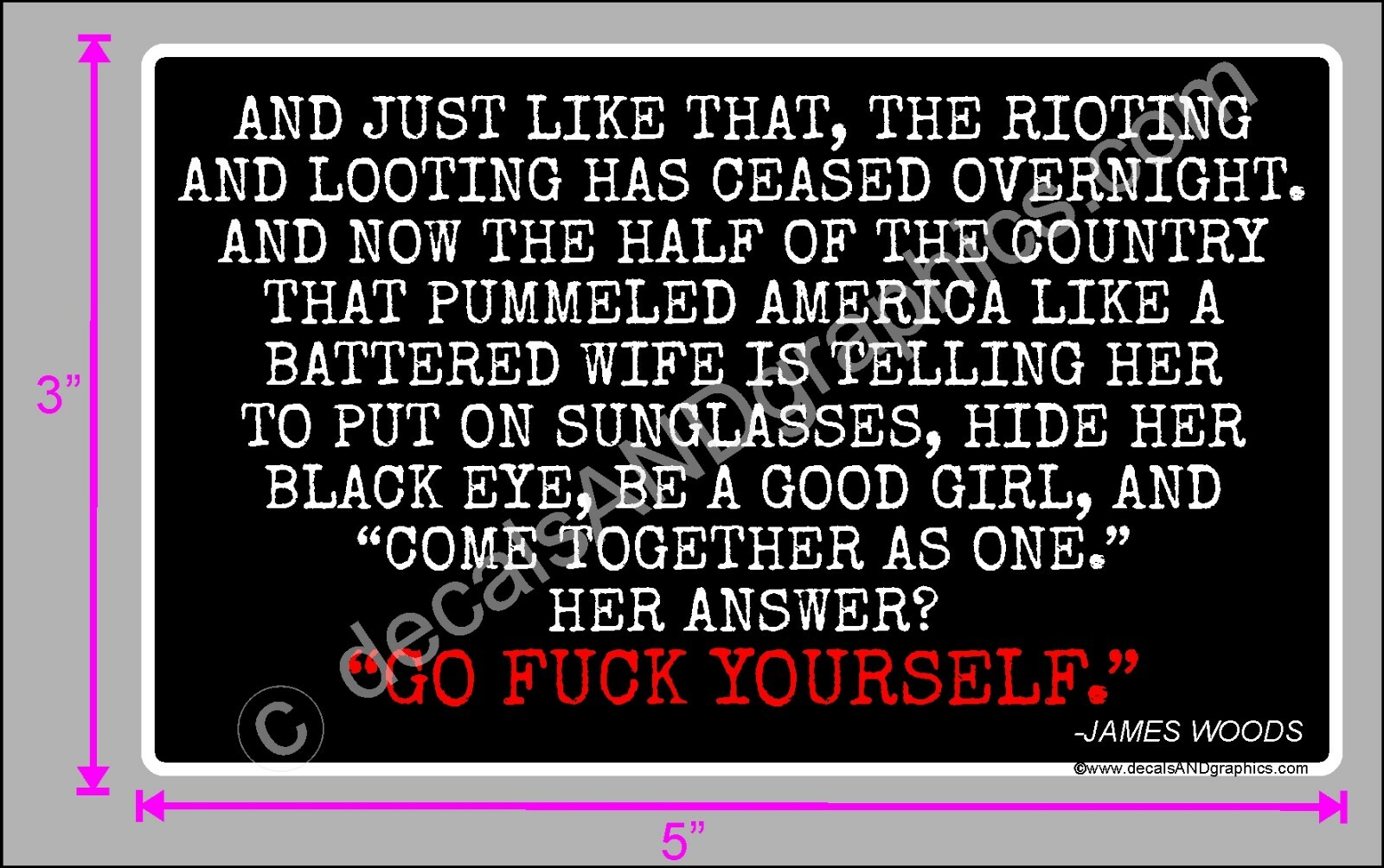 TRUMP 2020 STICKER JAMES WOODS ANTI DEMOCRAT REFORM MAGA DEPLORABLE ...