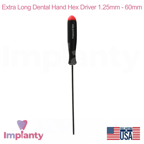 Dental Extra Long Hand Hex Driver 1.25mm - 60mm Carbon Steel Dentistry ...