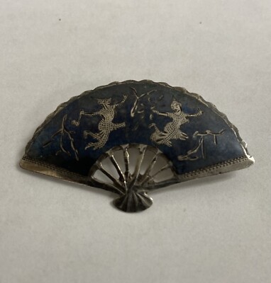 Vintage Siam Dancers Fan Sterling Silver Pin Brooch Artisan. FREE ...