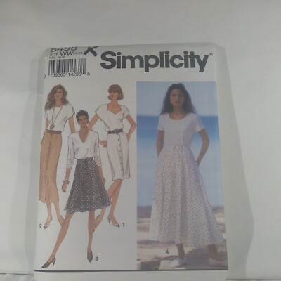 Vintage 90s Simplicity 8498 Sewing Pattern Women's Slim Flared Skirt 18 ...