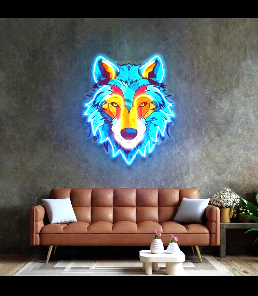 Colorful Wolf LED Neon Sign Light Pop Art Wall Decor Neon 4 ft and 5 ...