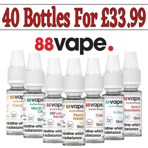 88 Vape E-Liquid 10ml Vape Juice 44 Flavours | All Strengths | 40 ...