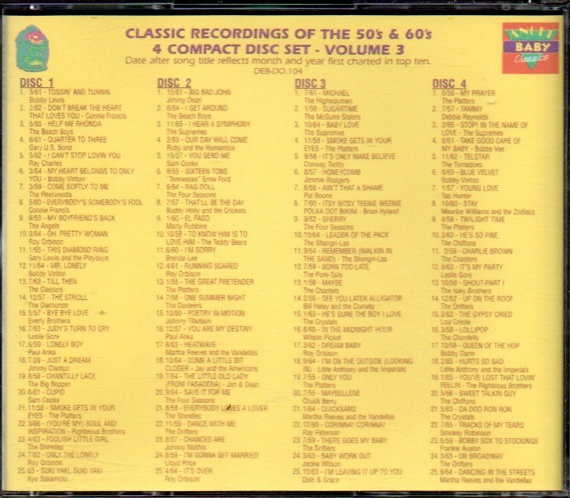 VARIOUS-ORIGINAL OLDIES-VOLUME 3 (4 CD SET/100 SONGS TOTAL) | eBay