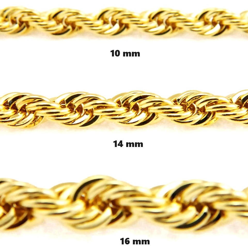 Gold Plated Hollow Chunky Rope Dookie Chain Necklace 30" | eBay