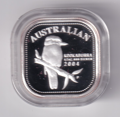 AUSTRALIAN: 2004 50 CENTS KOOKABURRA 1/2 OZ. .999 SILVER SQUARE COIN # ...