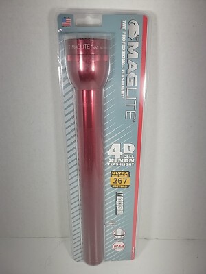 RED Maglite 4 D Cell Xenon Flashlight Water Resistant NEW, Spot And ...