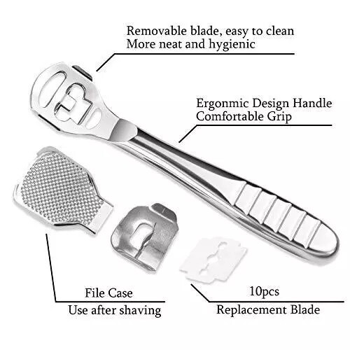 52 Pcs Callus Shaver Set,1 Stainless Steel Foot Razor with 50 ...