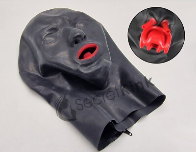 LATEX BLACK RUBBER GUMMI HOOD LONG GIMP MOUTH SHEATH FETISH ANATOMICAL ...