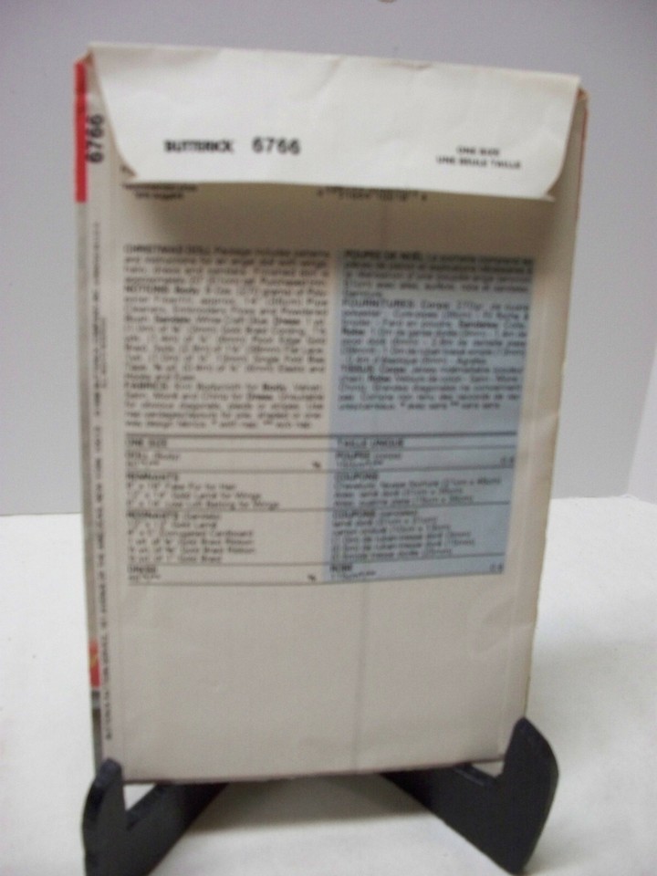 Butterick #6766 Sewing Pattern Christlmas Doll Uncut FF | eBay