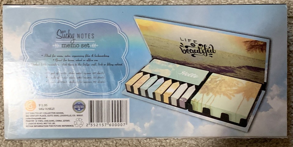 Collective Goods Sticky Notes Life is Beautiful Memo Set | eBay