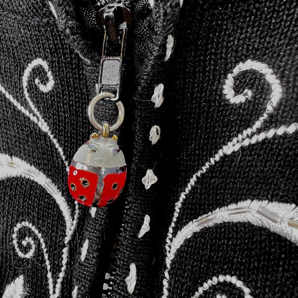 Storybook Knits Ladybug Cardigan Sweater Plus size 1X Black Beaded ...