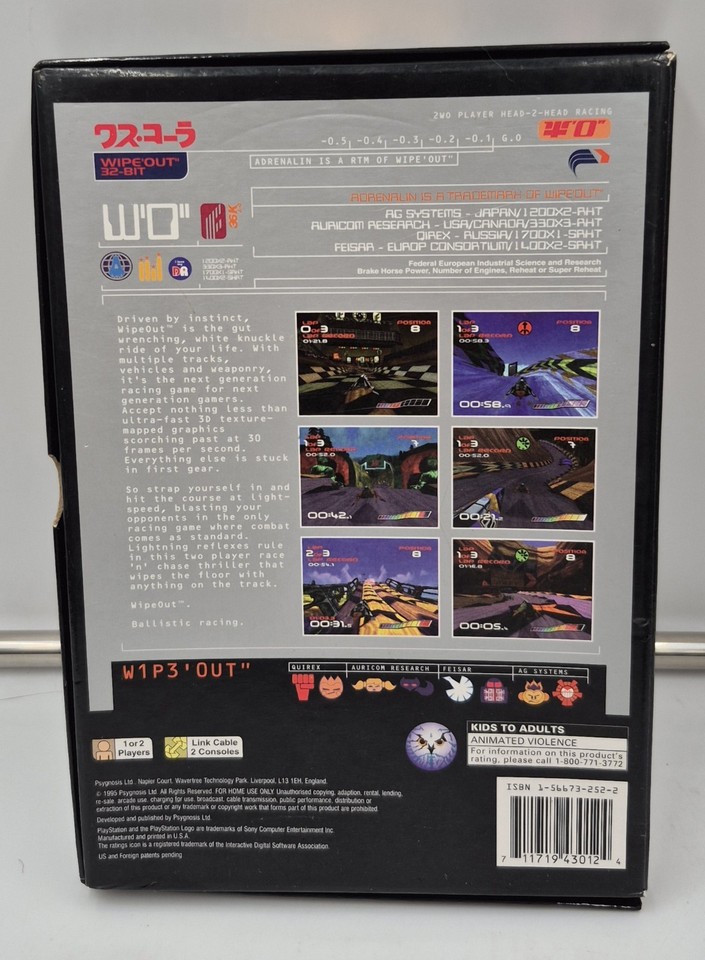 WIPEOUT SONY PLAYSTATION 1 PS1 LONGBOX VIDEO GAME DISC WITH LONG BOX ...