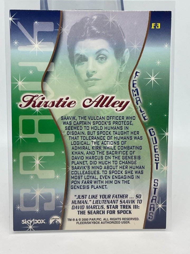 2000 SkyBox Star Trek Cinema 2000 Female Guest Stars #F3 Kirstie Alley ...