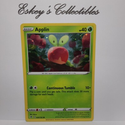 Pokémon TCG Applin Rebel Clash 020/192 Promo Cosmos Holo Rare | eBay