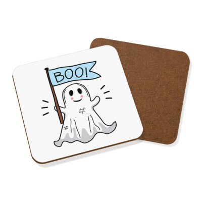 Boo Ghost Halloween Coaster Drinks Mat Spooky Ghost Pumpkin Scary Funny ...