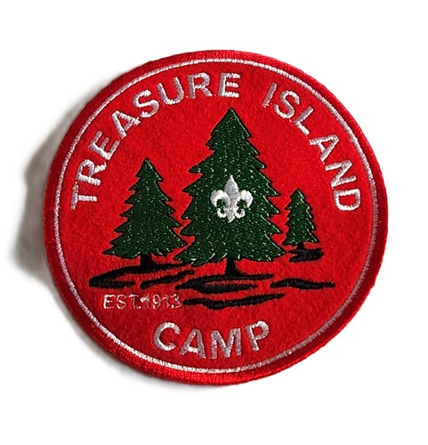 NEW Treasure Island Camp Scout Reservation BSA Red Round Patch 4", Red ...