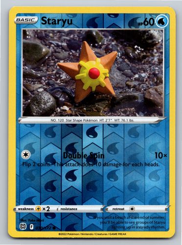 Staryu 030/172 Reverse Holo Brilliant Stars Pokemon Card - NM | eBay