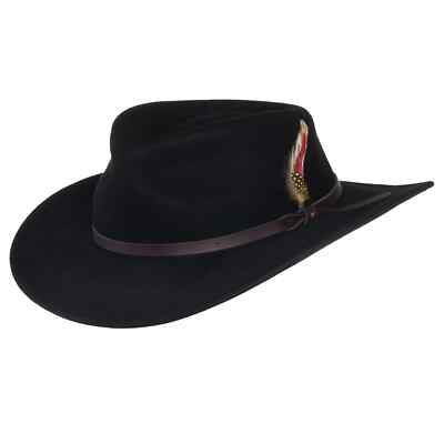 Mens Outback Silver Canyon Wool Cowboy Hat Montana Black Western Felt ...