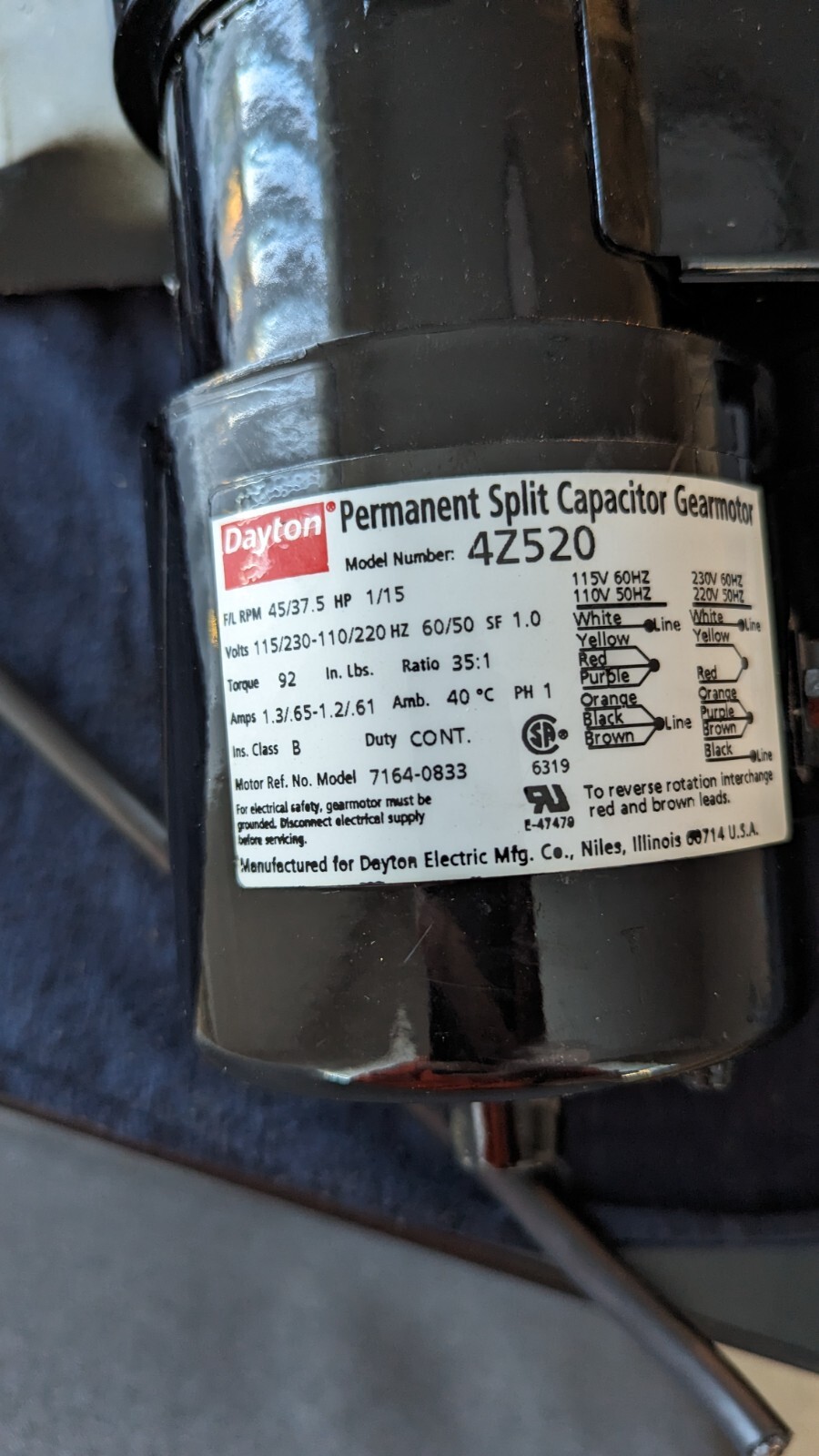 High torque electric motors, Dayton AC gearmotor, 45 RPM, TEFC, 115 ...