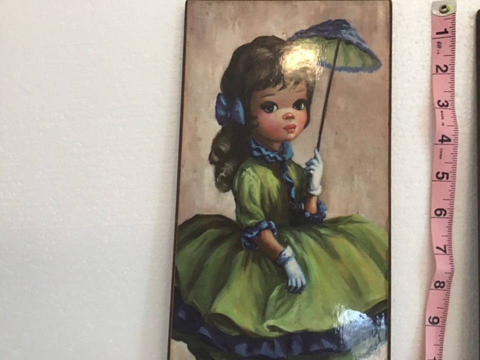 2 Vintage MAIO Lithograph Prints USA Big Eyed Girl Ballerina keane mcm ...