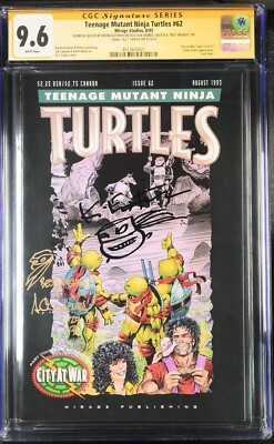 TMNT #62 CGC SS 9.6 SIGNED Eastman AC Farley SKETCH Teenage Mutant ...