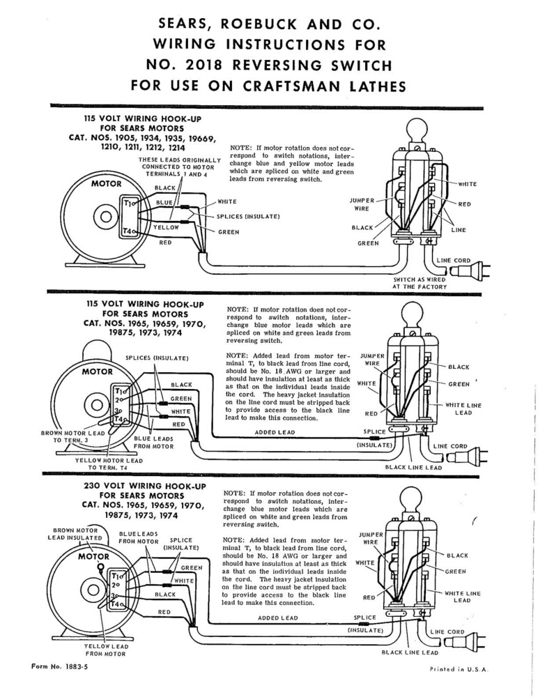 1960's Craftsman 2018 Reversing Switch for use on Lathes (Form 1883-5 ...