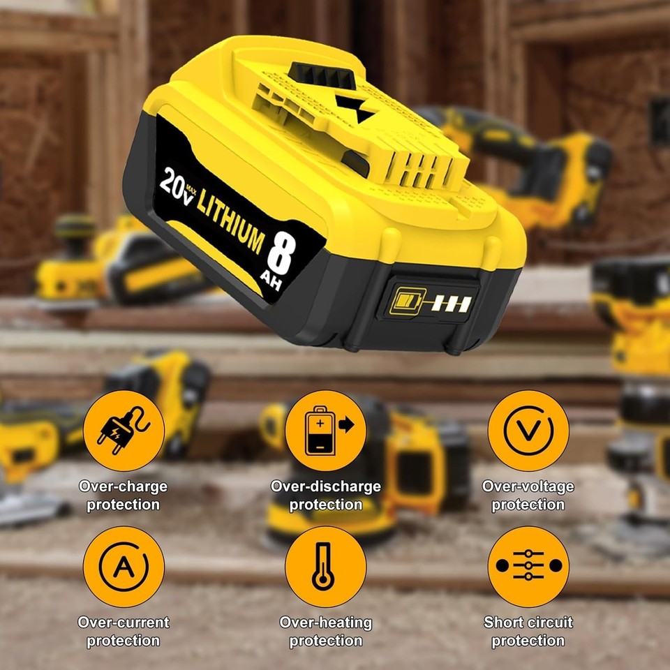 DCB104 XR 4-Port Multi Charger For DEWALT 20V / 4x 8.0Ah DCB205 Battery ...
