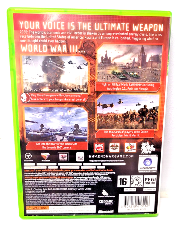 Tom Clancy's Endwar Xbox 360 Pal Excelente Disco Guía World Guerra 3 ...