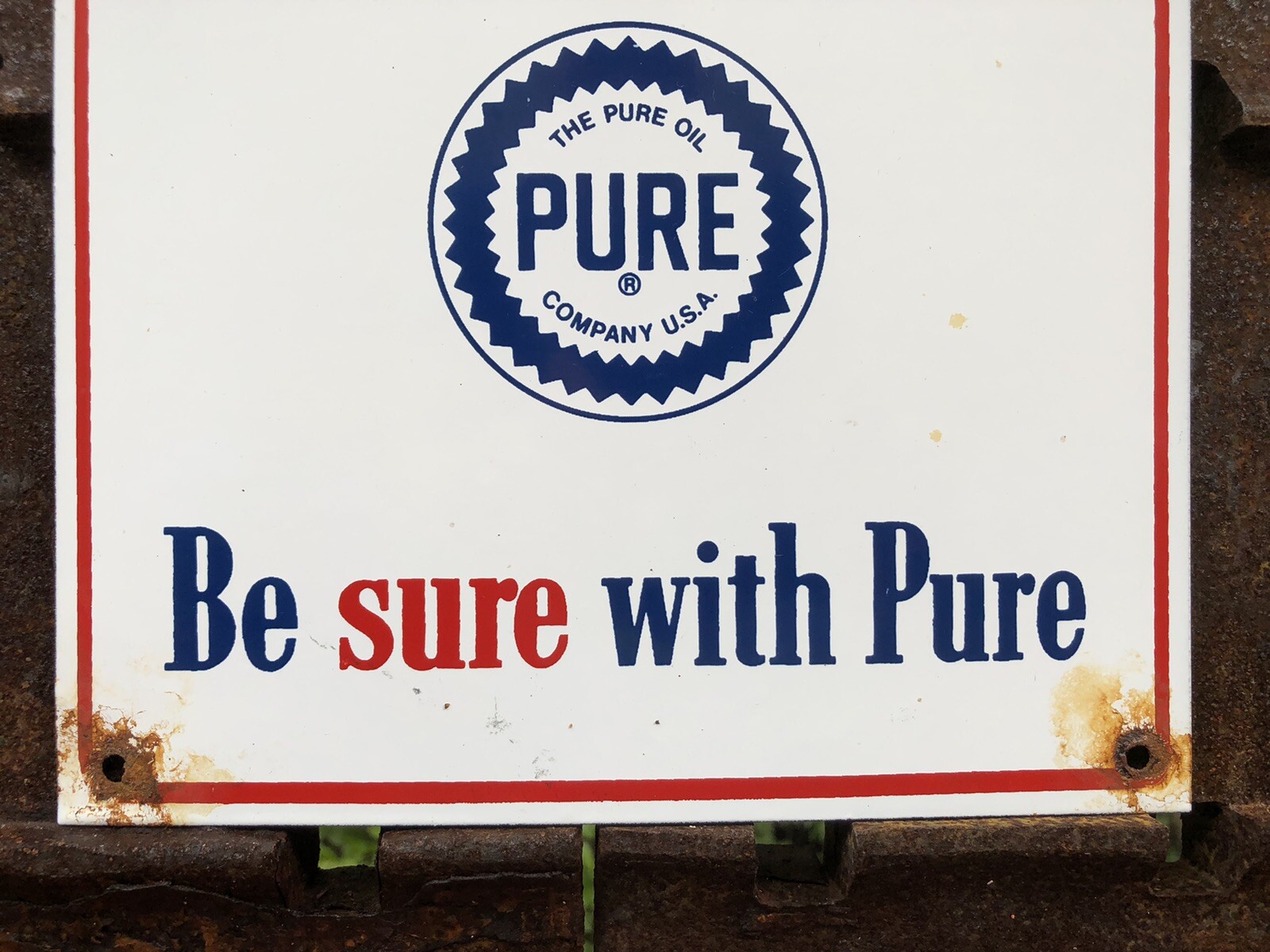 VINTAGE PURE PEP GASOLINE / MOTOR OIL PORCELAIN GAS PUMP SIGN | eBay