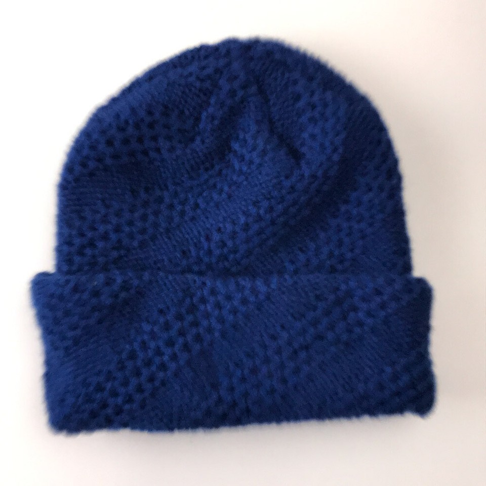Dark Blue Diagonal Knit Made Taiwan Winter Hat | eBay